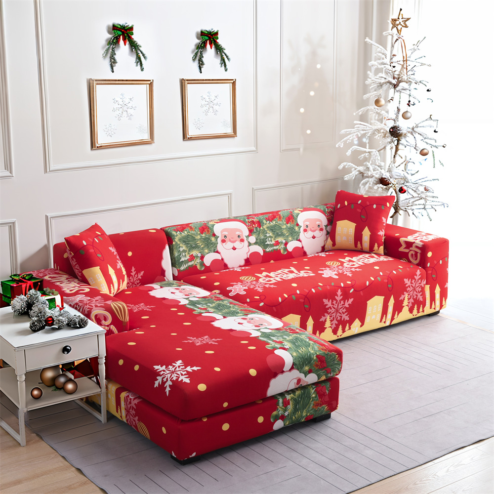 (2pcs) Christmas Design L Shape Sofa Cover 2/3/4 Seater Sofa Cover ...