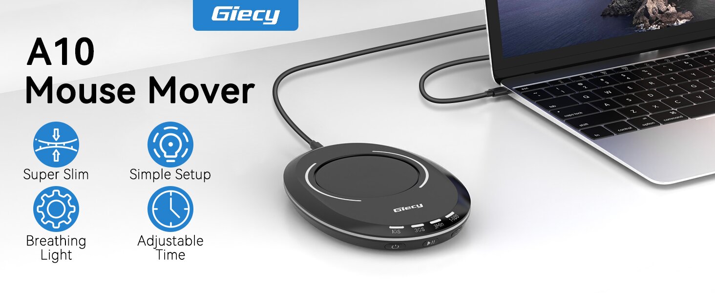 Giecy Ultra Slim silent Mouse Mover, Undetectable USB Mouse Jiggler ...