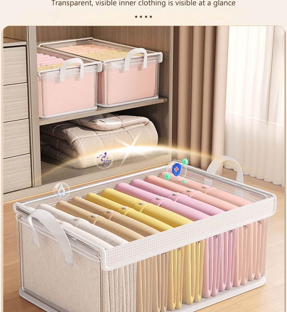 PVC Clothes Storage Box With Lid Foldable Clothes Organizer Box Closet ...