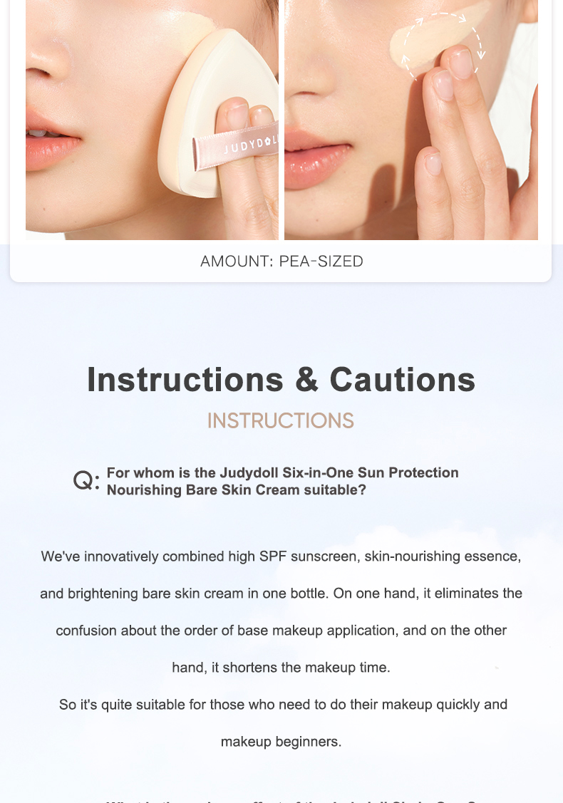 Judydoll Six-in-One Toning cream = Essence+Face Cream+Sunscreen+Primer ...
