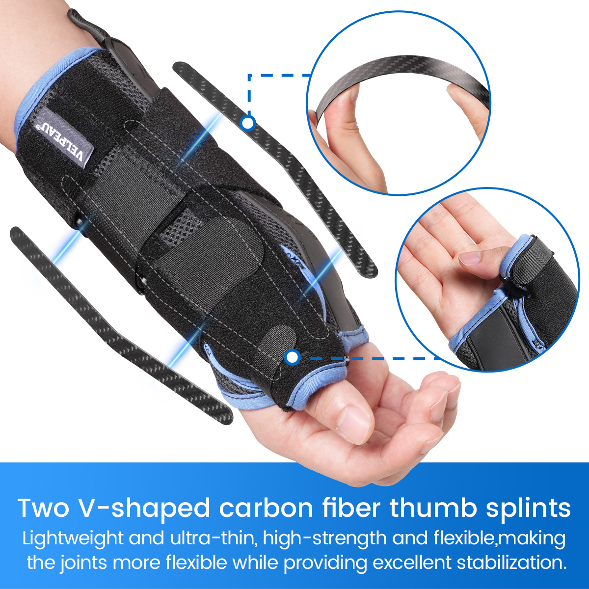 VELPEAU Wrist Support Thumb Spica Splint Support for De Quervain's ...