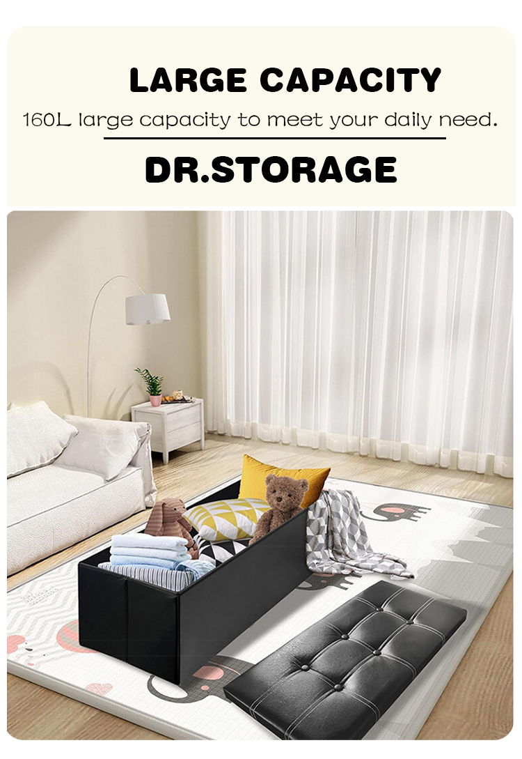 DR.STORAGE 110L/160L Large Capacity Storage Bench Foldable Storage ...