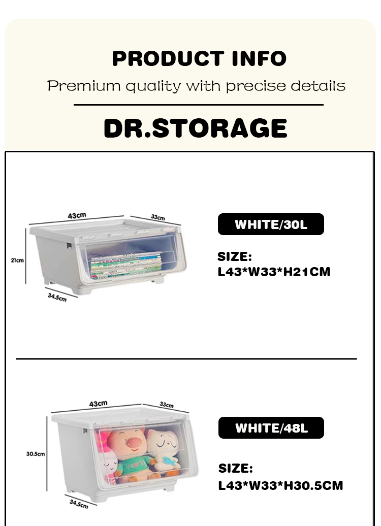 DR.STORAGE 28L/40L/60L Large Capacity Storage Box With Transparent Lid Stackable Toy Snack ...