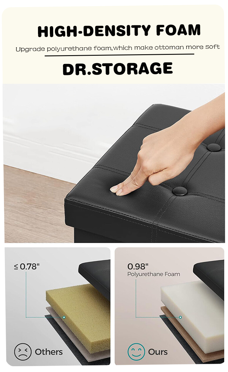 DR.STORAGE 110L/160L Large Capacity Storage Bench Foldable Storage ...