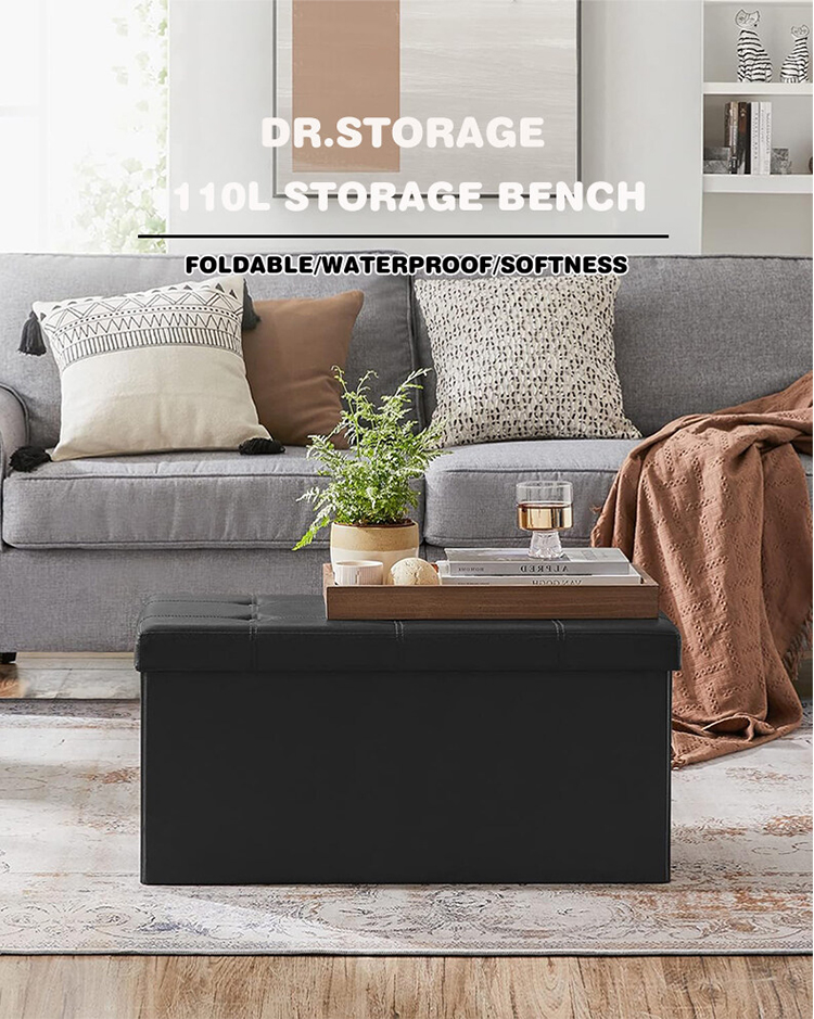 DR.STORAGE 110L/160L Large Capacity Storage Bench Foldable Storage ...