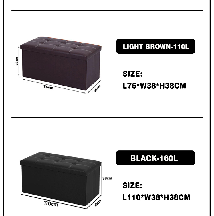 DR.STORAGE 110L/160L Large Capacity Storage Bench Foldable Storage ...