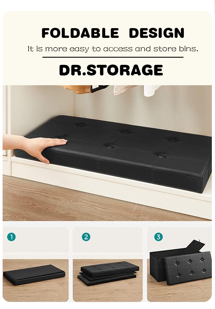 DR.STORAGE 110L/160L Large Capacity Storage Bench Foldable Storage ...