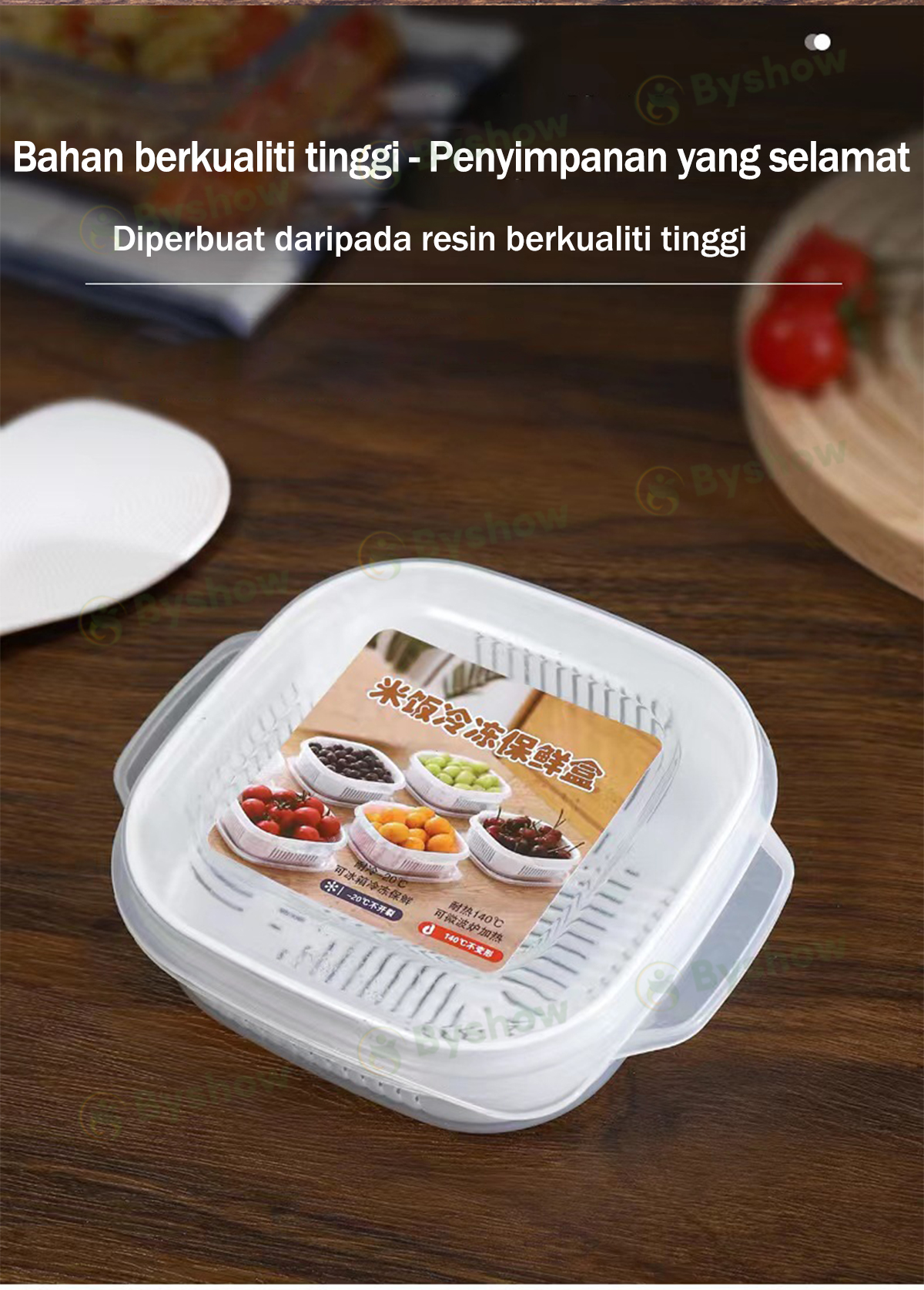 【Byshow】Double Layer Food Storage Container bekas peti sejuk bekas ...