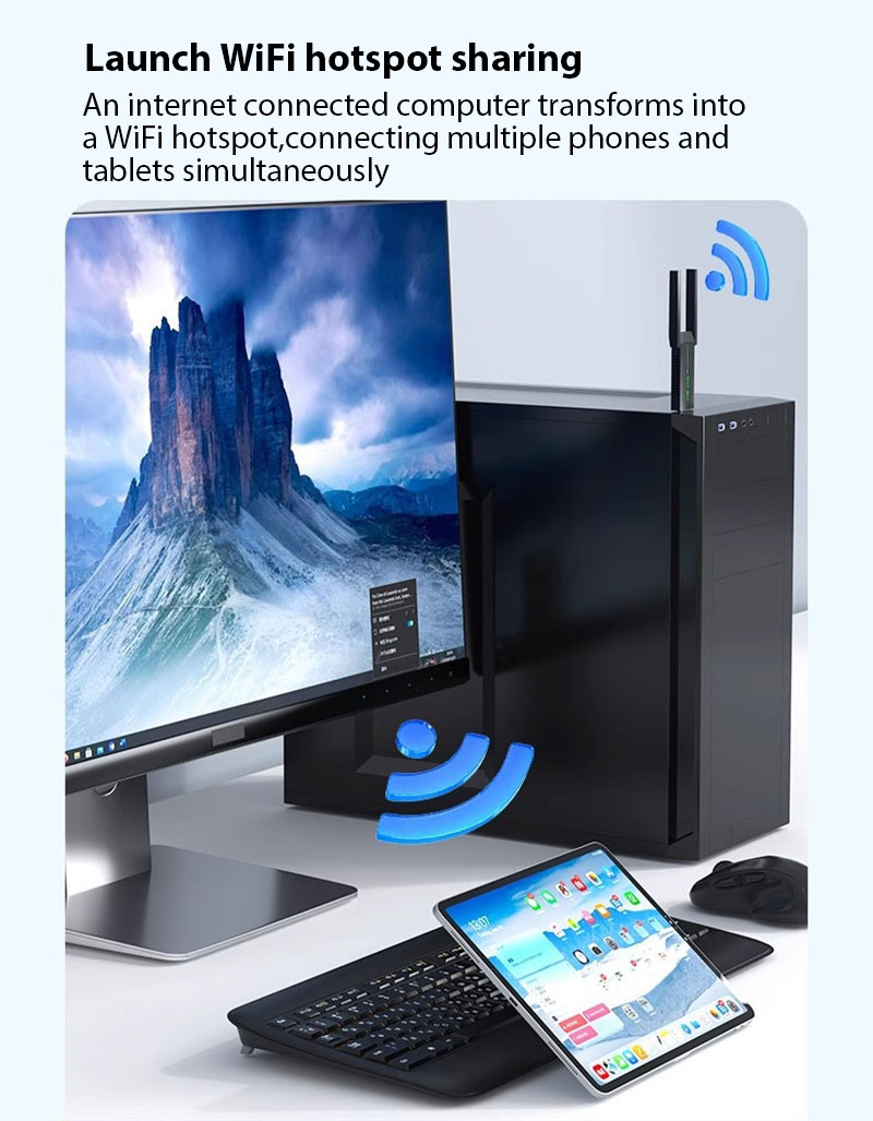 Driver free 5G dual band gigabit USB wireless network card WiFi receiver desktop computer laptop ...