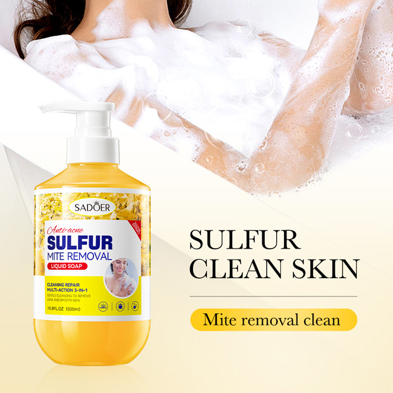 acne body wash Sulfur Acne Anti mite back acne body wash 500ml Eczema Anti itch Non-irritating ...