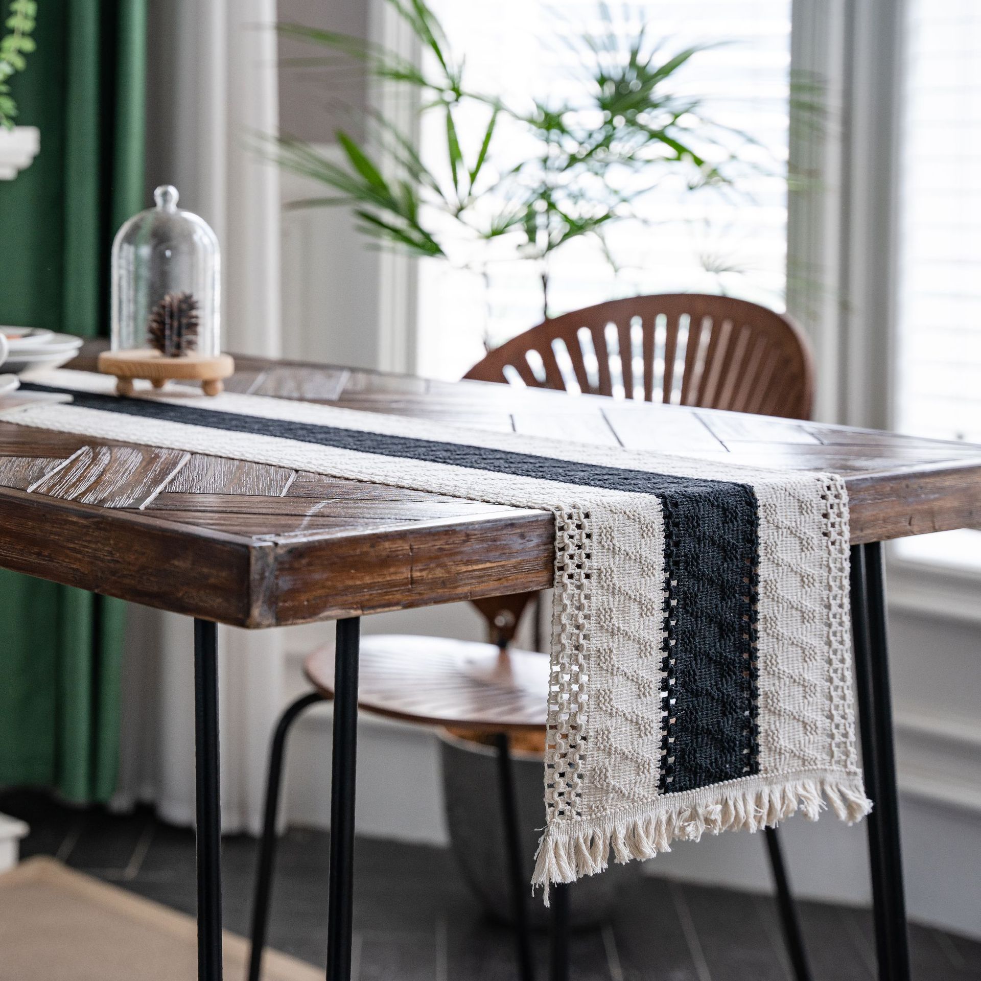 Nordic Style Table Runner Simple Woven Table Runners Long Cotton Linen ...