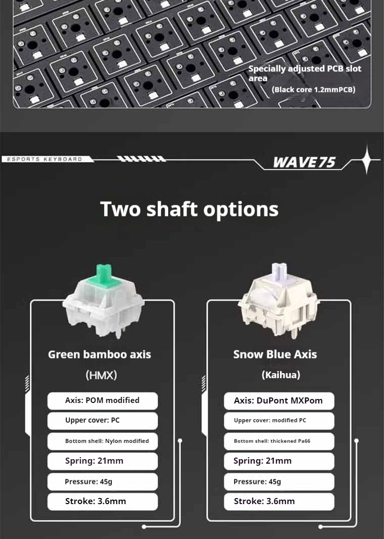 PMO WAVE75 aluminum alloy three mode customized mechanical keyboard ...