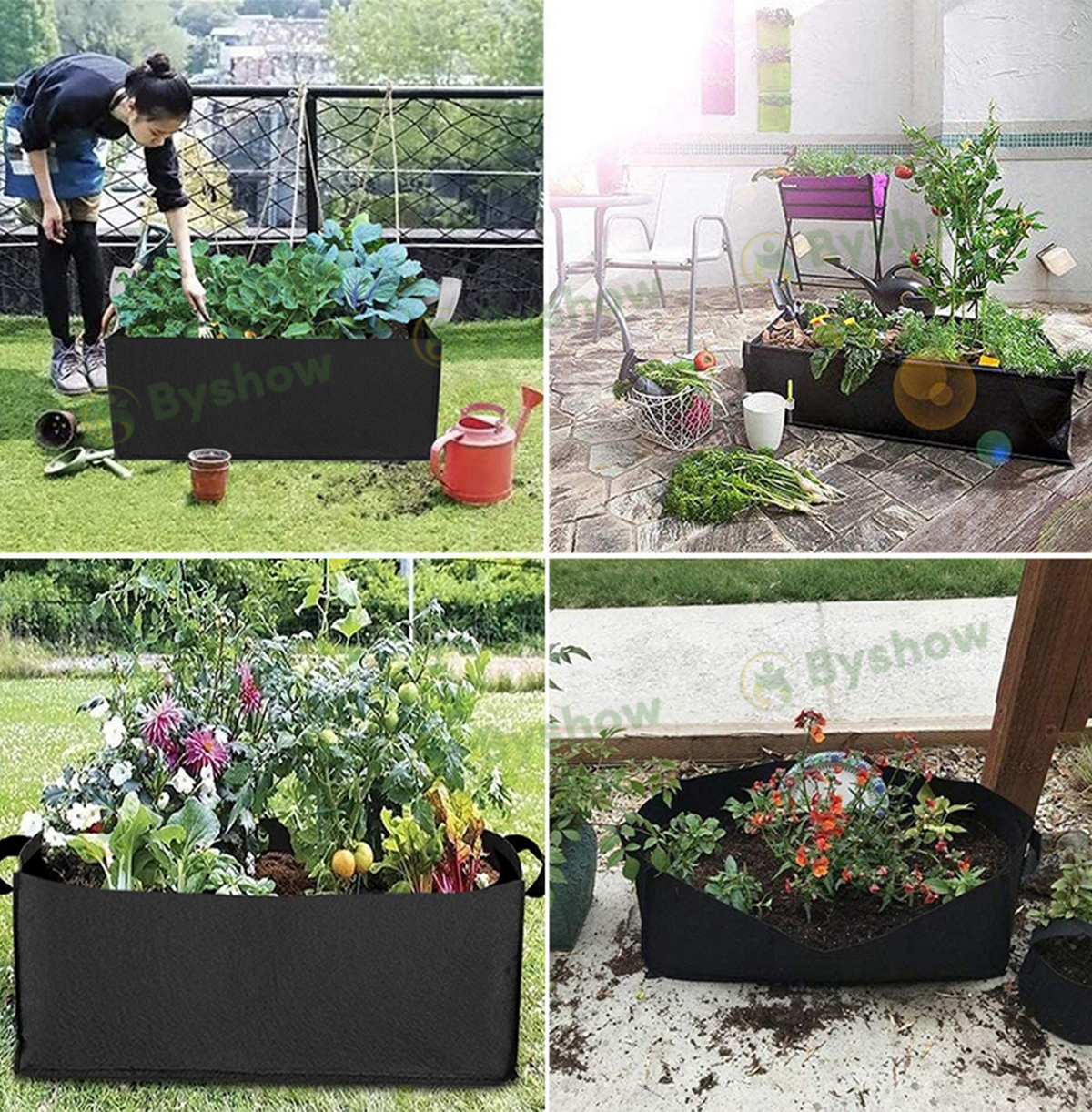 【Byshow】Flower Planter Bags Grow Pots Rectangle Growing Pot planter box ...