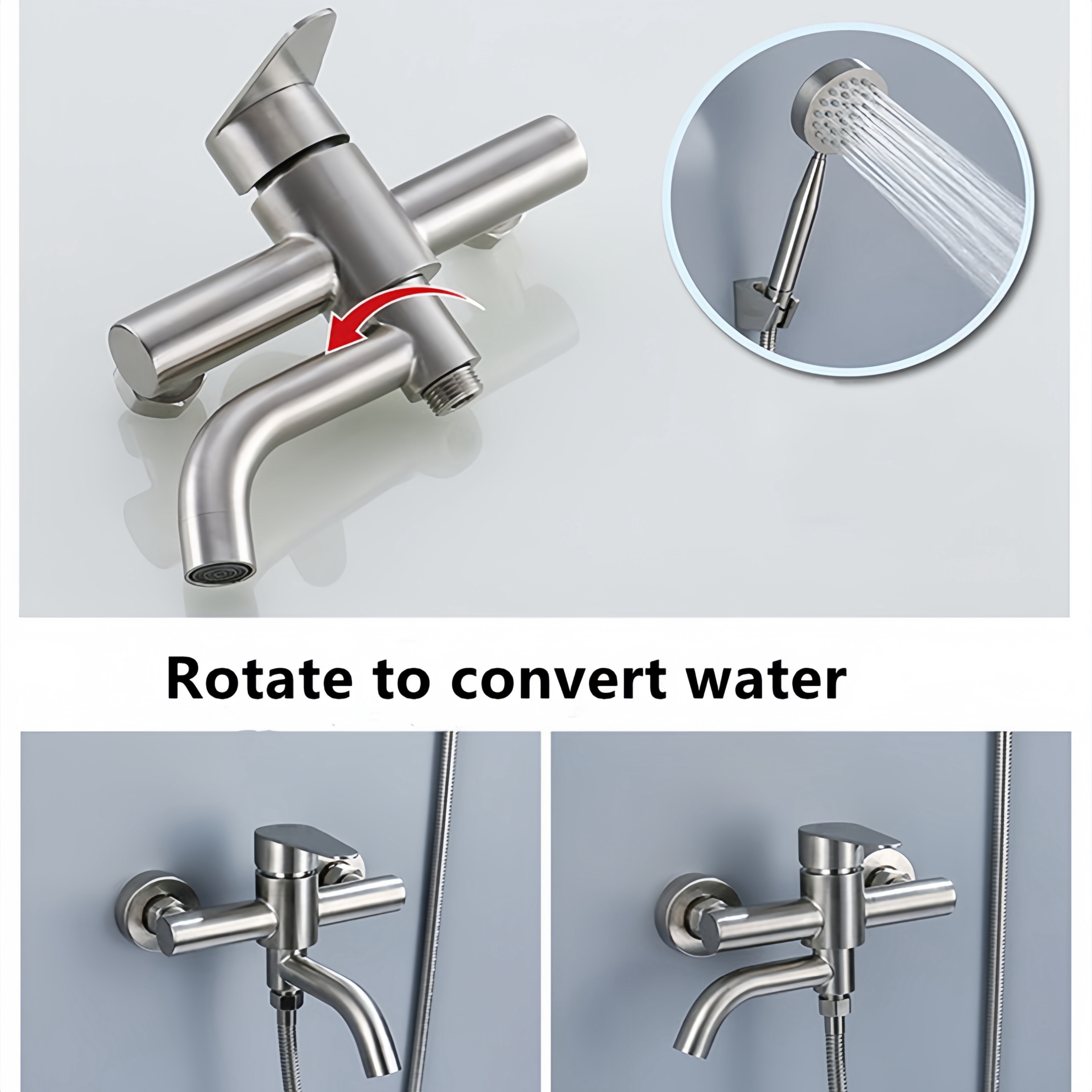 Stainless steel shower faucet hot and cold bathtub faucet into the wall ...