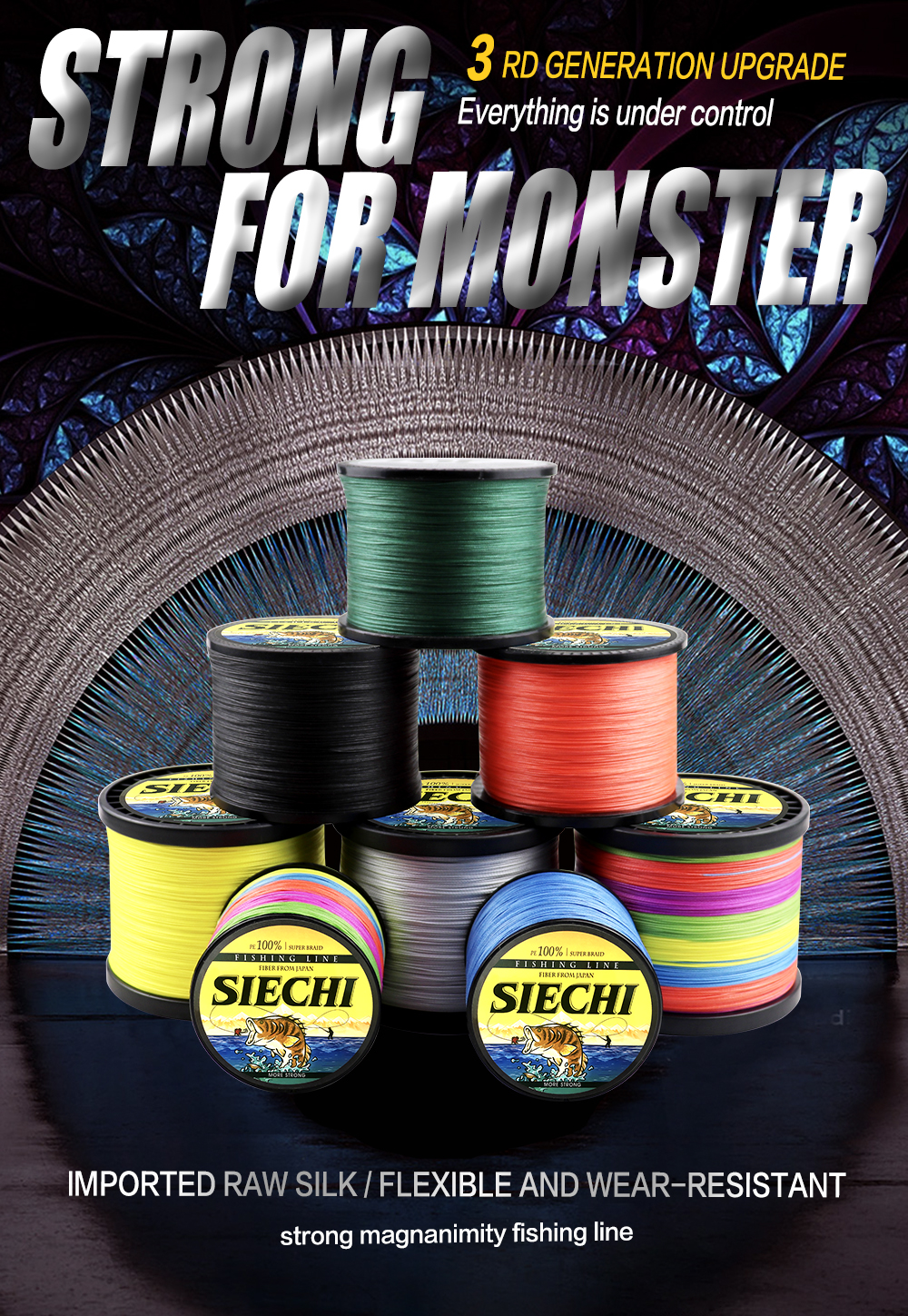 Siechi Braided Fishing Line 300m 500m 1,000m 8 Braided PE Line Wear ...