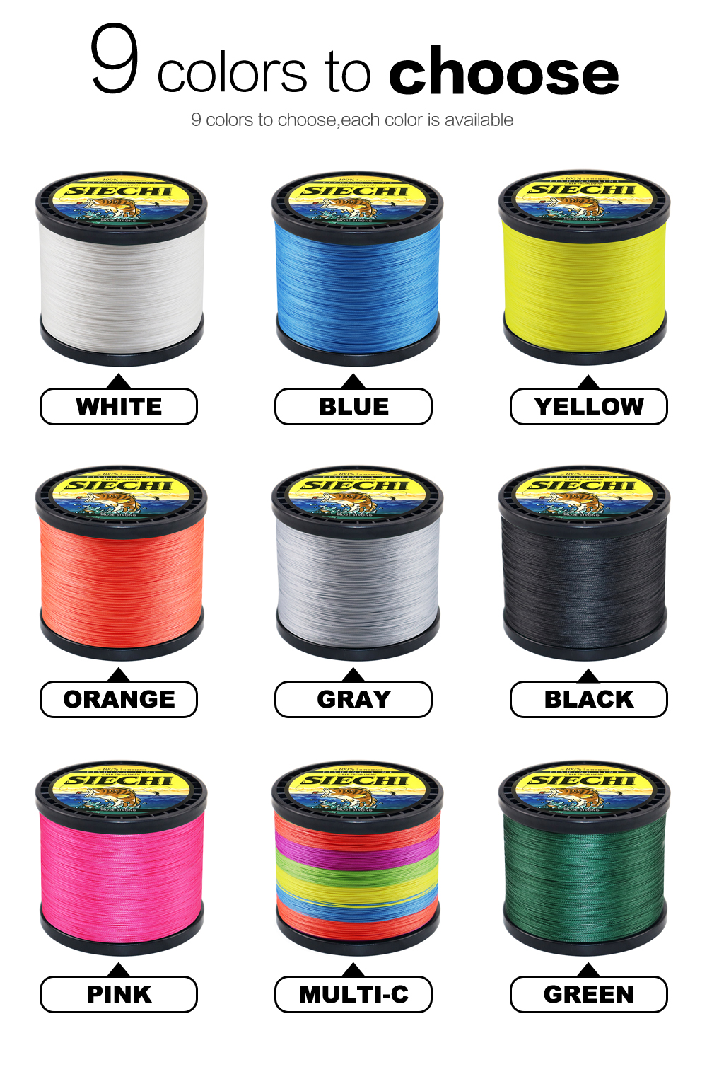 Siechi Braided Fishing Line 300m 500m 1,000m 8 Braided PE Line Wear ...