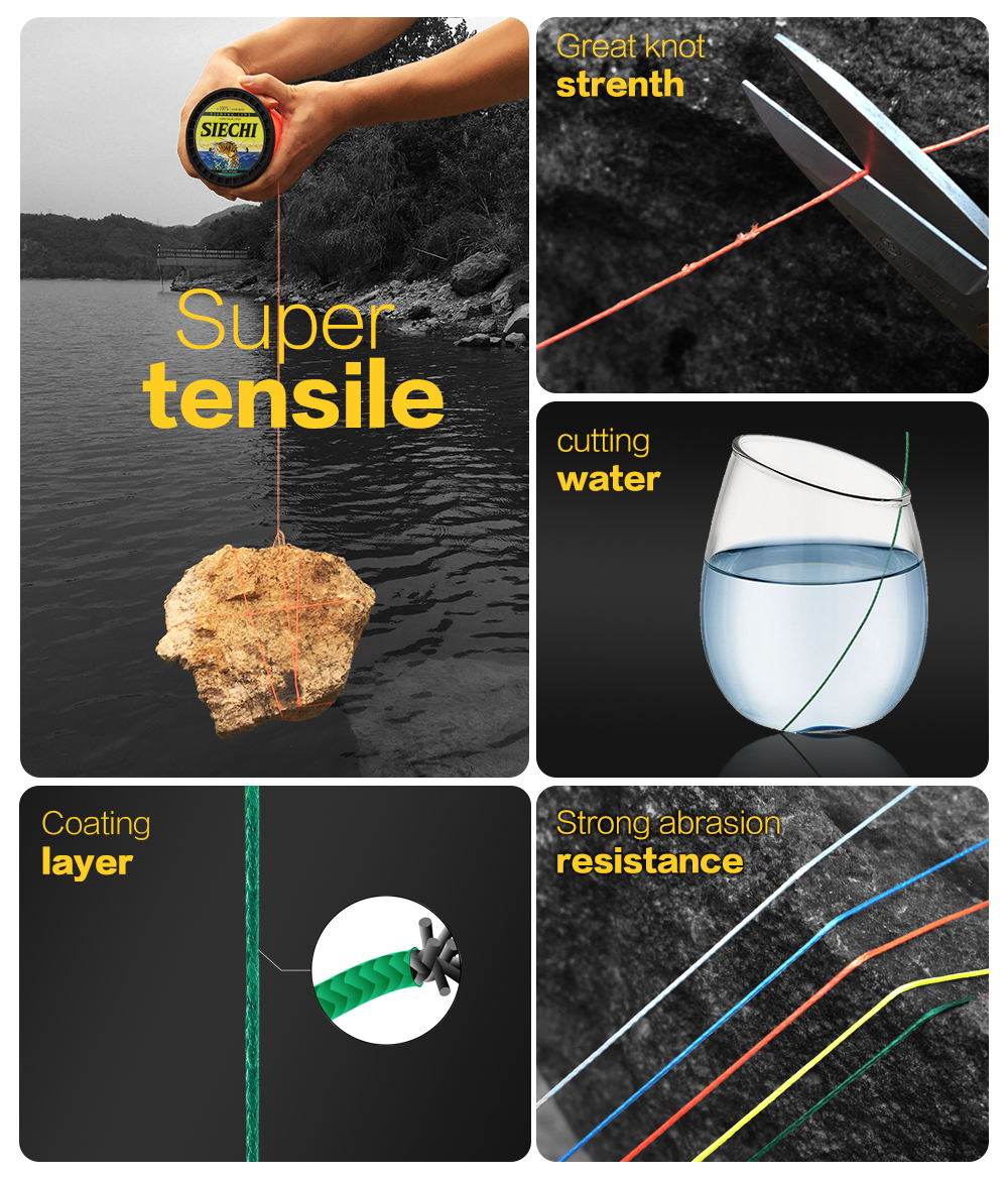 Siechi Braided Fishing Line 300m 500m 1,000m 8 Braided PE Line Wear ...