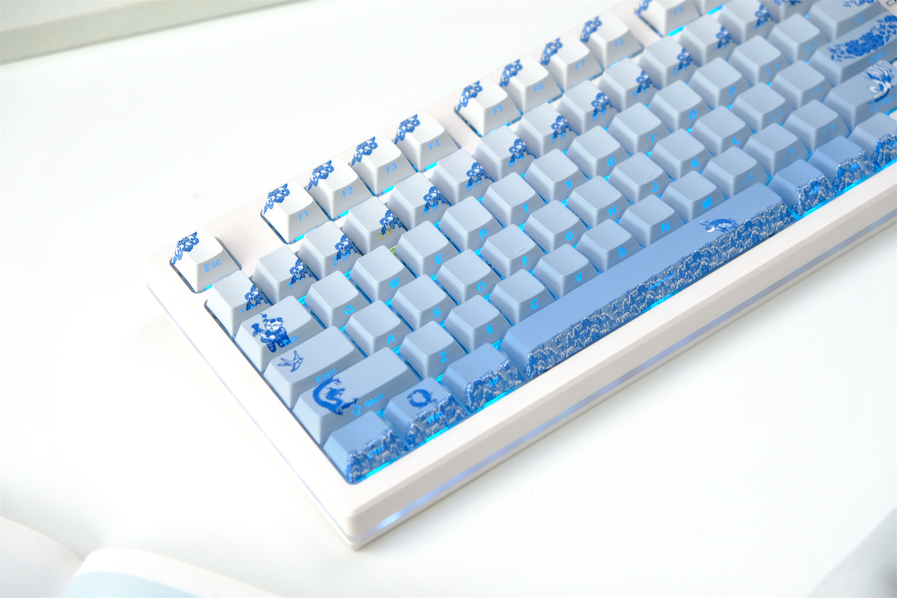 Blue And White Porcelain Side Shine Through Keycaps PBT Dye-sub Cherry ...