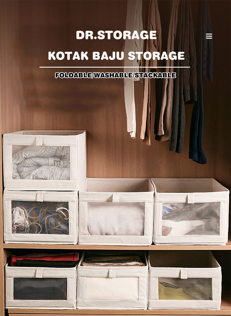 DR.STORAGE Foldable Clothes Storage Box Clothes Organizer Kotak Baju ...