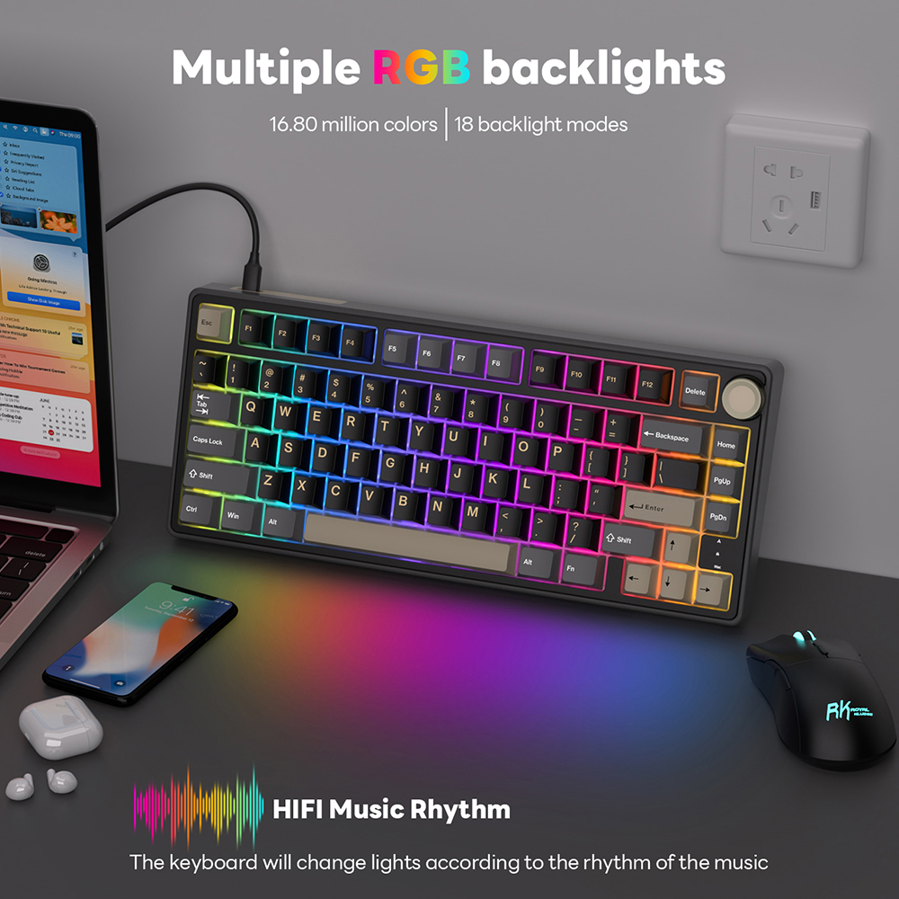 New RK Royal Kludge RKR75 Phantom 80 Key Gasket Wired Mechanical ...