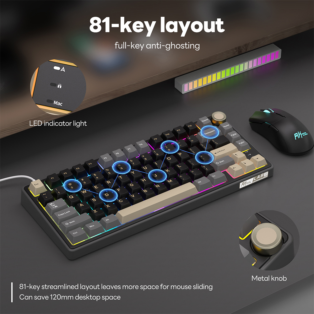 New RK Royal Kludge RKR75 Phantom 80 Key Gasket Wired Mechanical ...