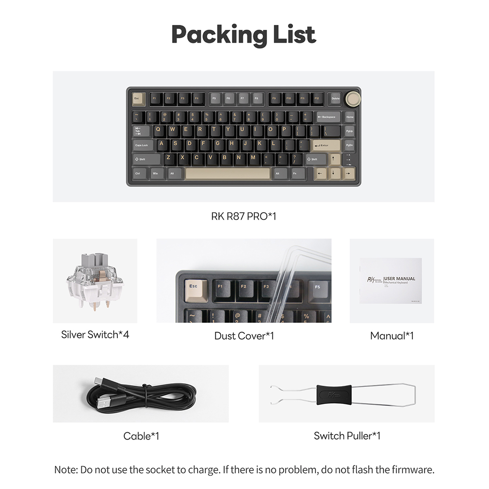 New RK Royal Kludge RKR75 Phantom 80 Key Gasket Wired Mechanical ...