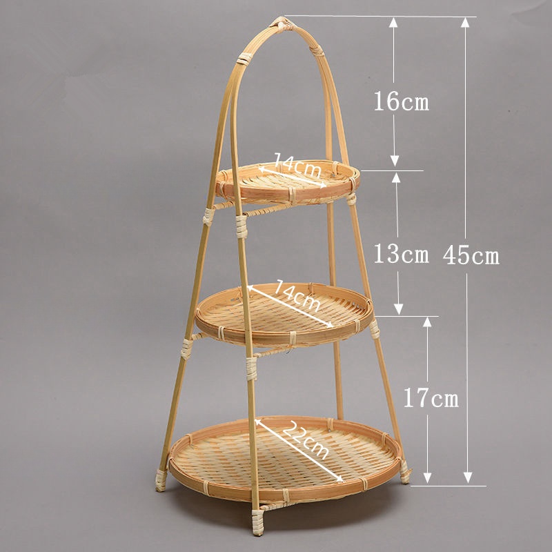 1/2/3 Layer Bamboo Food Serving Tray Food Display Tray Rack Rak Kuih ...