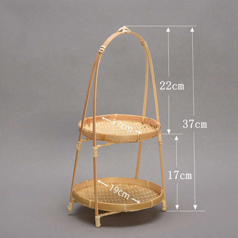 1/2/3 Layer Bamboo Food Serving Tray Food Display Tray Rack Rak Kuih ...
