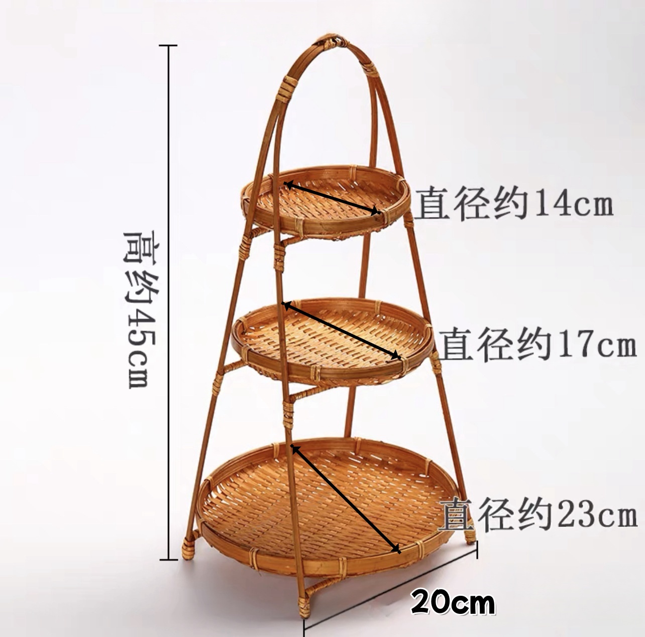 1/2/3 Layer Bamboo Food Serving Tray Food Display Tray Rack Rak Kuih ...