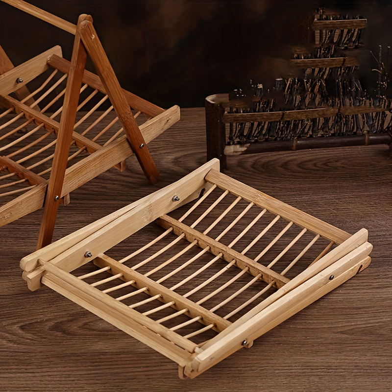 Foldable Bamboo Food Serving Tray Food Display Tray Rack Rak Kuih ...