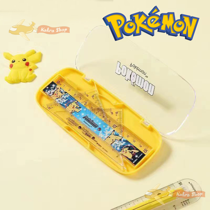 4pcs Pikachu Charizard Ruler Set Pokemon Wave Straightedge Protractor ...