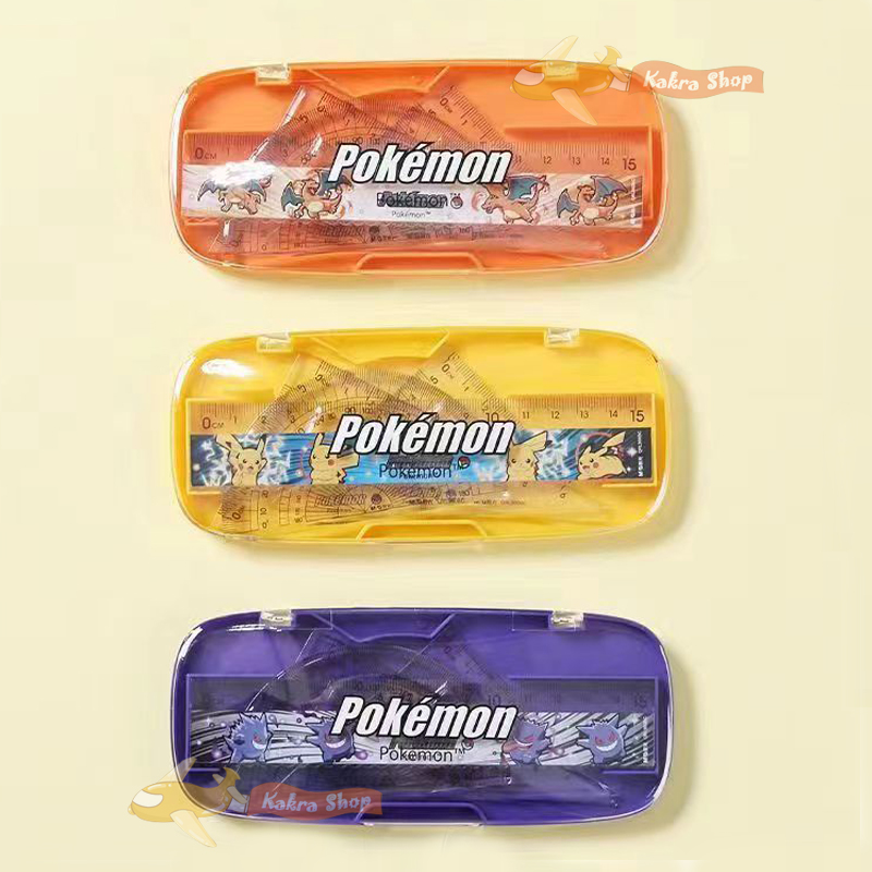 4pcs Pikachu Charizard Ruler Set Pokemon Wave Straightedge Protractor ...