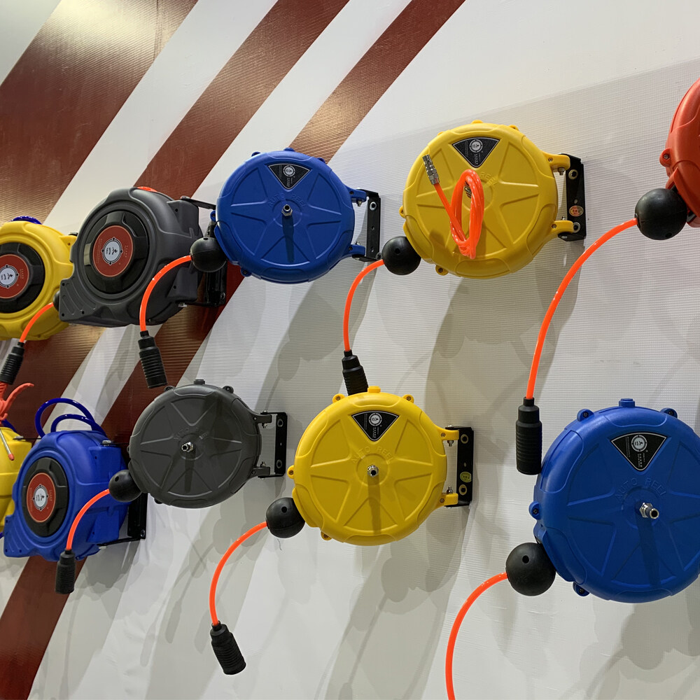 10M / 15M / 20M PU AIR HOSE REEL WITH AIR GUN RETRACTABLE AUTO REWING ...
