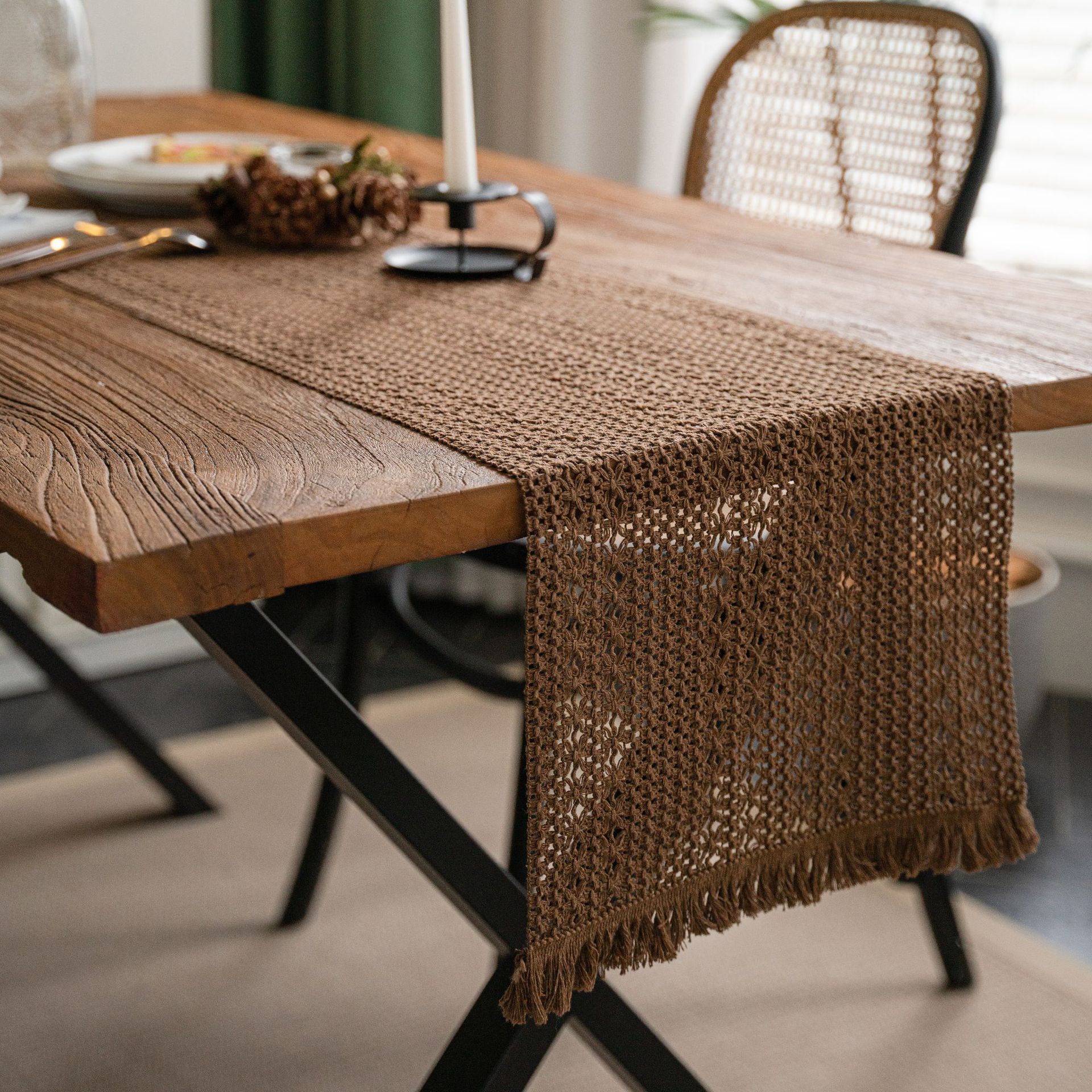 Woven Dining Table Runner Tassel Table Runners Long for Coffee Table ...