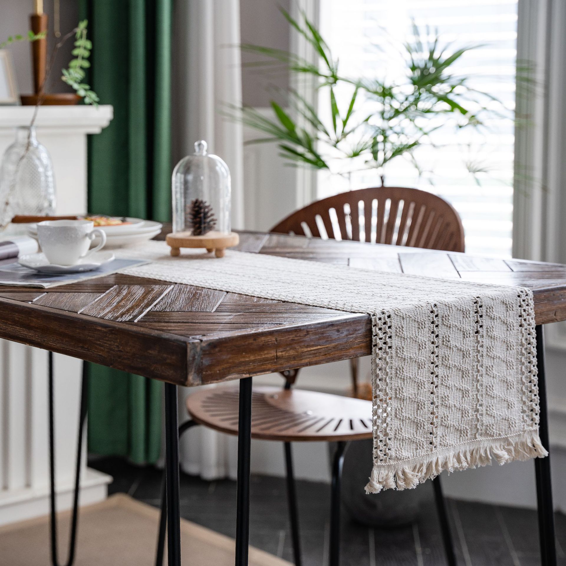 Woven Dining Table Runner Tassel Table Runners Long for Coffee Table ...