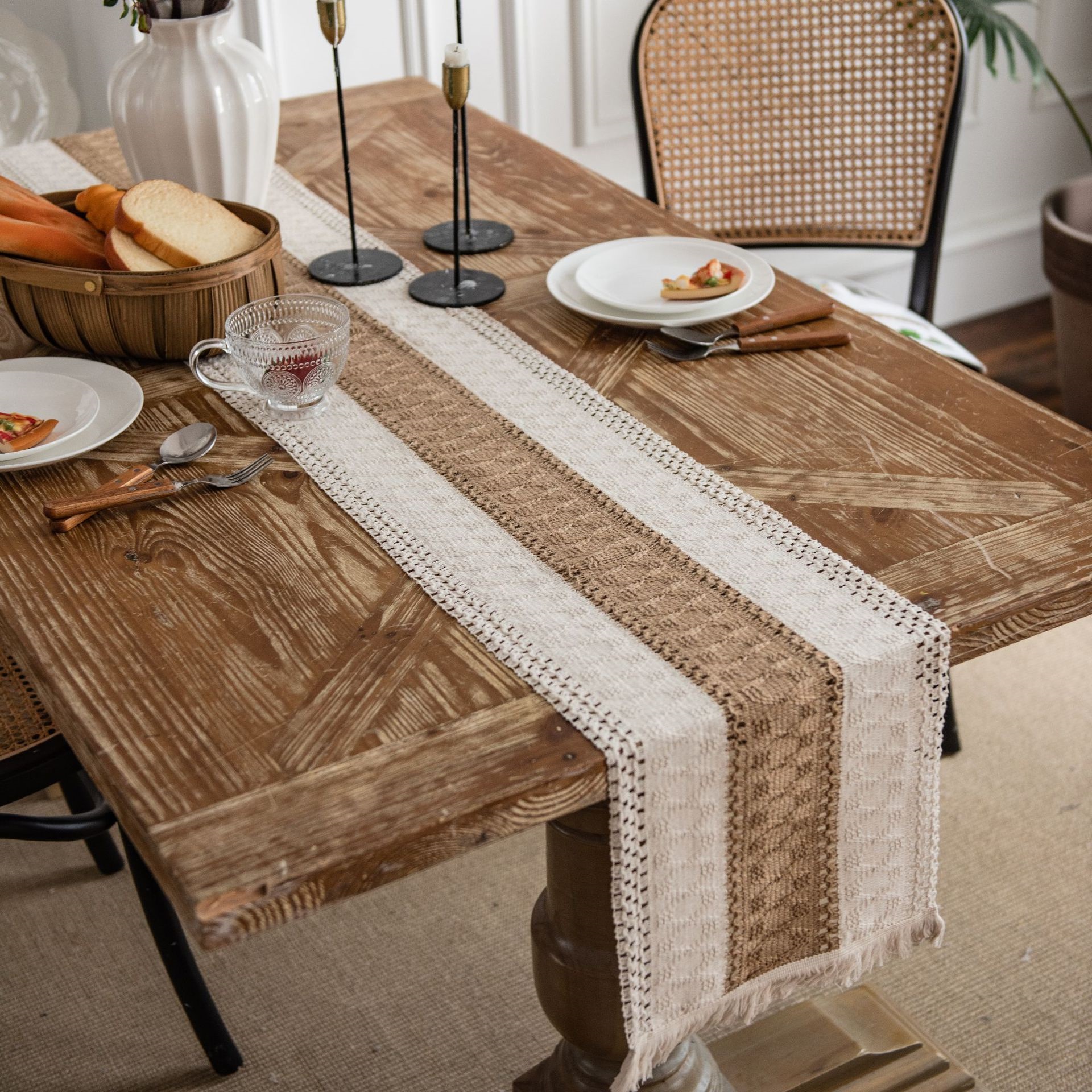 Woven Dining Table Runner Tassel Table Runners Long for Coffee Table ...