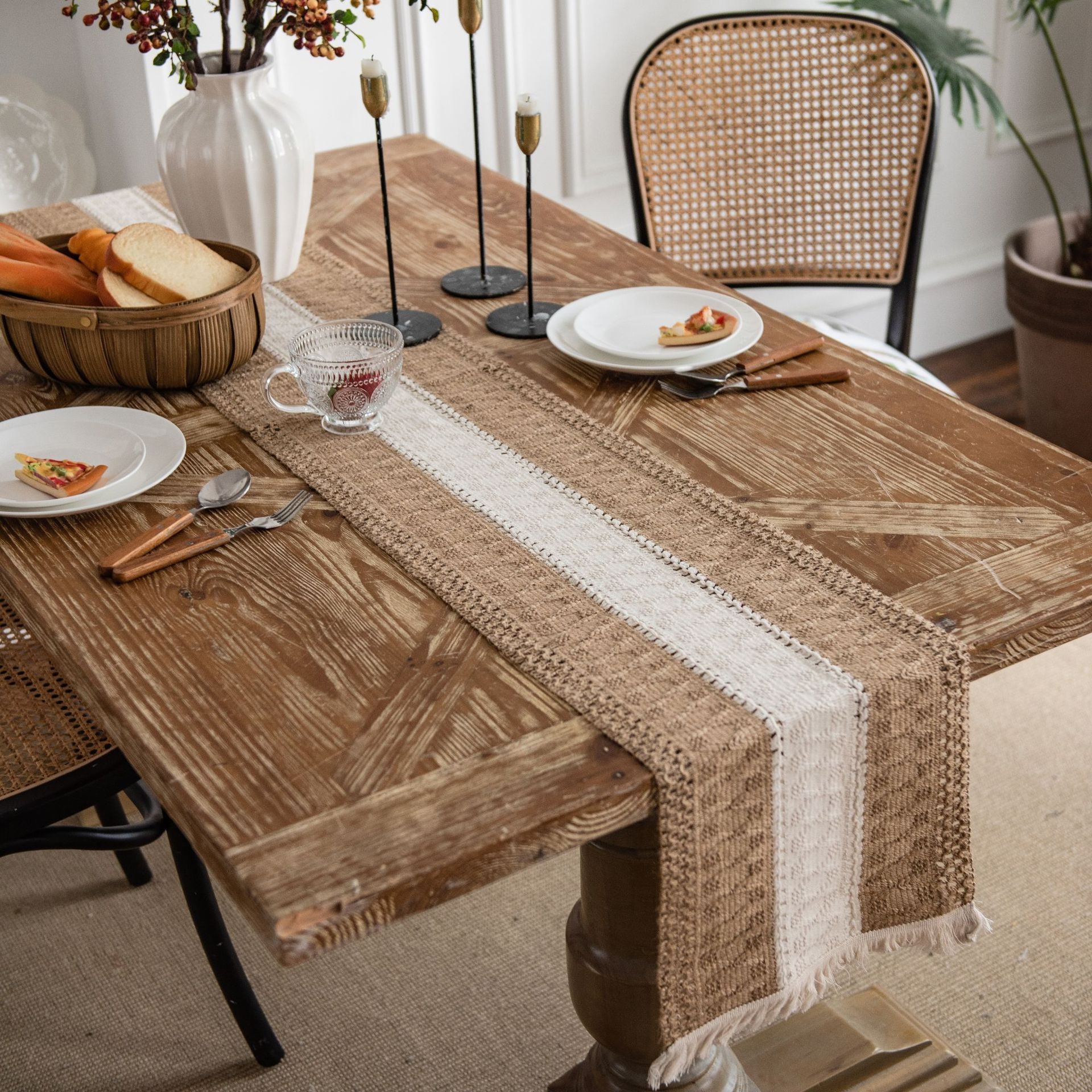 Woven Dining Table Runner Tassel Table Runners Long for Coffee Table ...