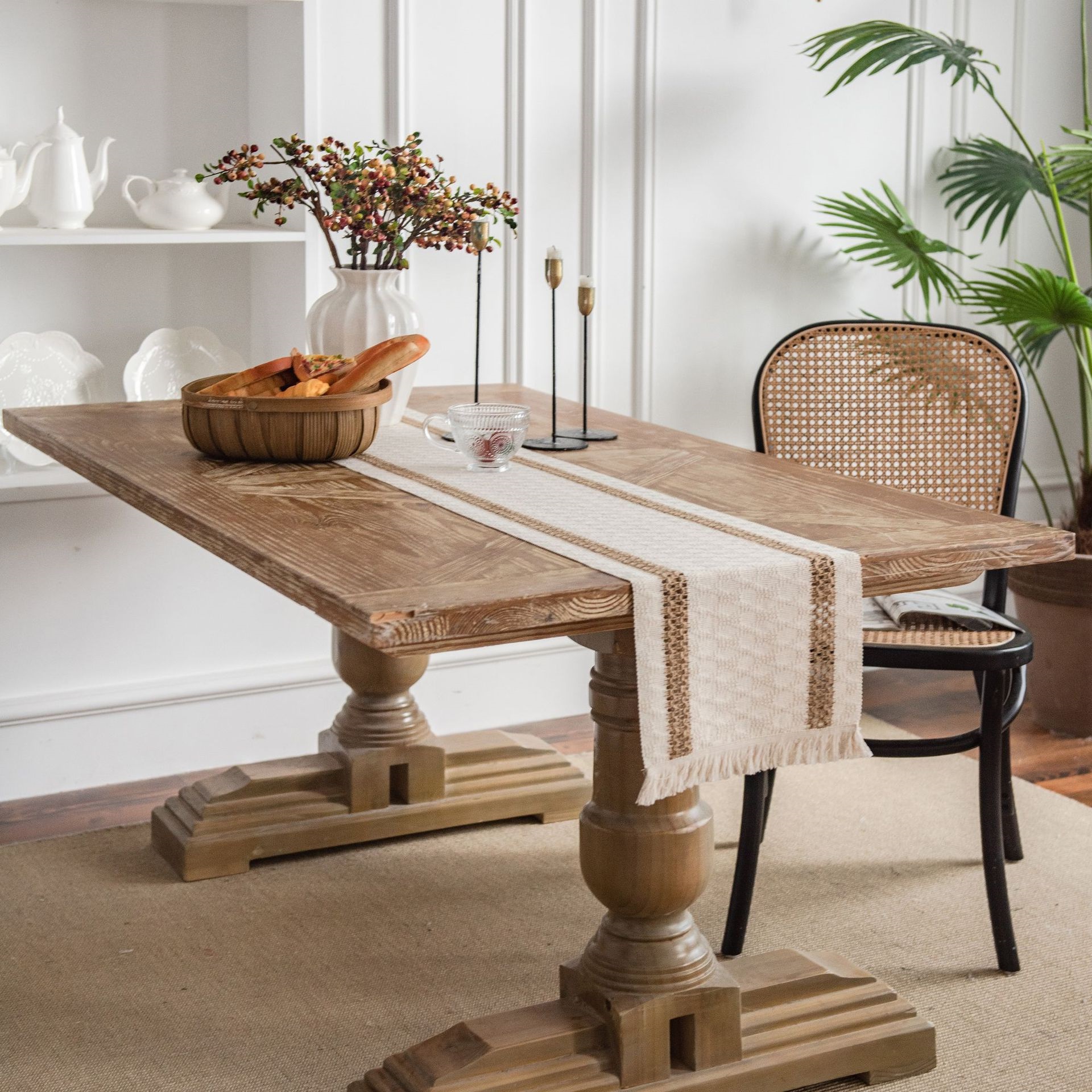 Woven Dining Table Runner Tassel Table Runners Long for Coffee Table ...