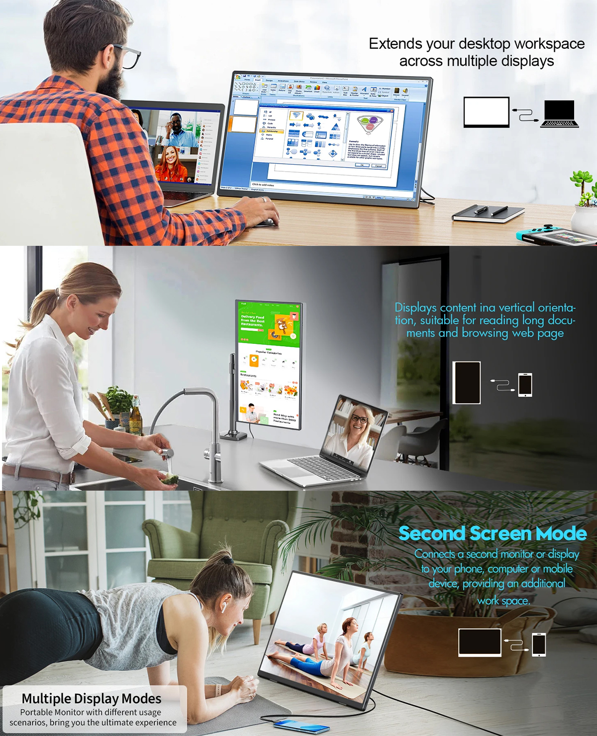 BYONE Touch Portable Gaming Monitor Touch Screen For Switch XBOX PS4 ...