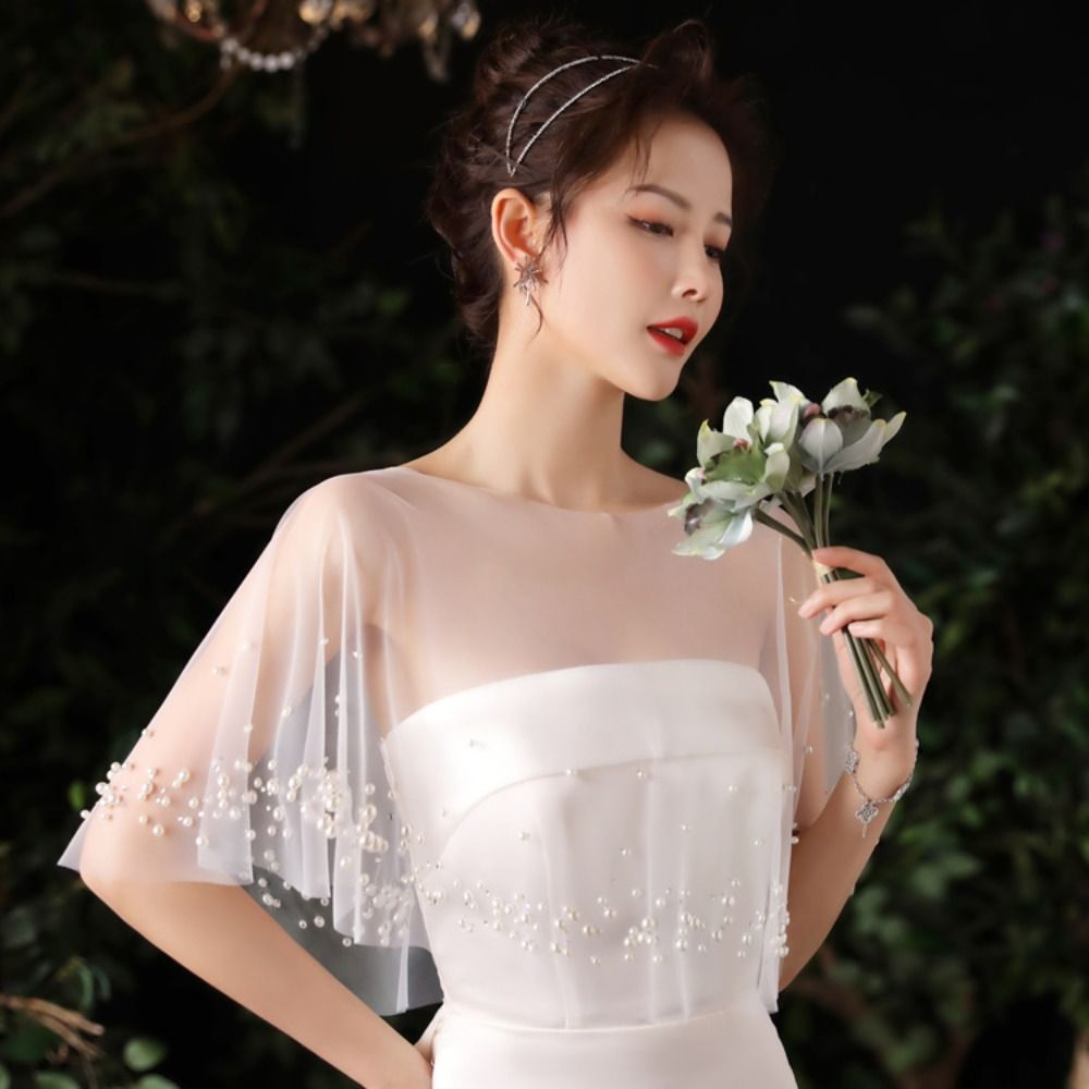 JUNE1 Bride Shawl Women Tulle Shawl Bridal Wrap Soft Cape Wedding ...