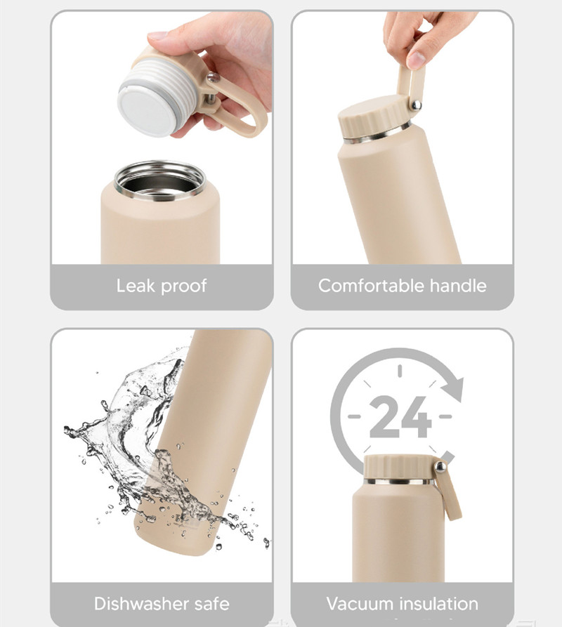 500ml/710ml Double Stainless Steel Thermal Flask With Handle Fashion Portable Long Term ...