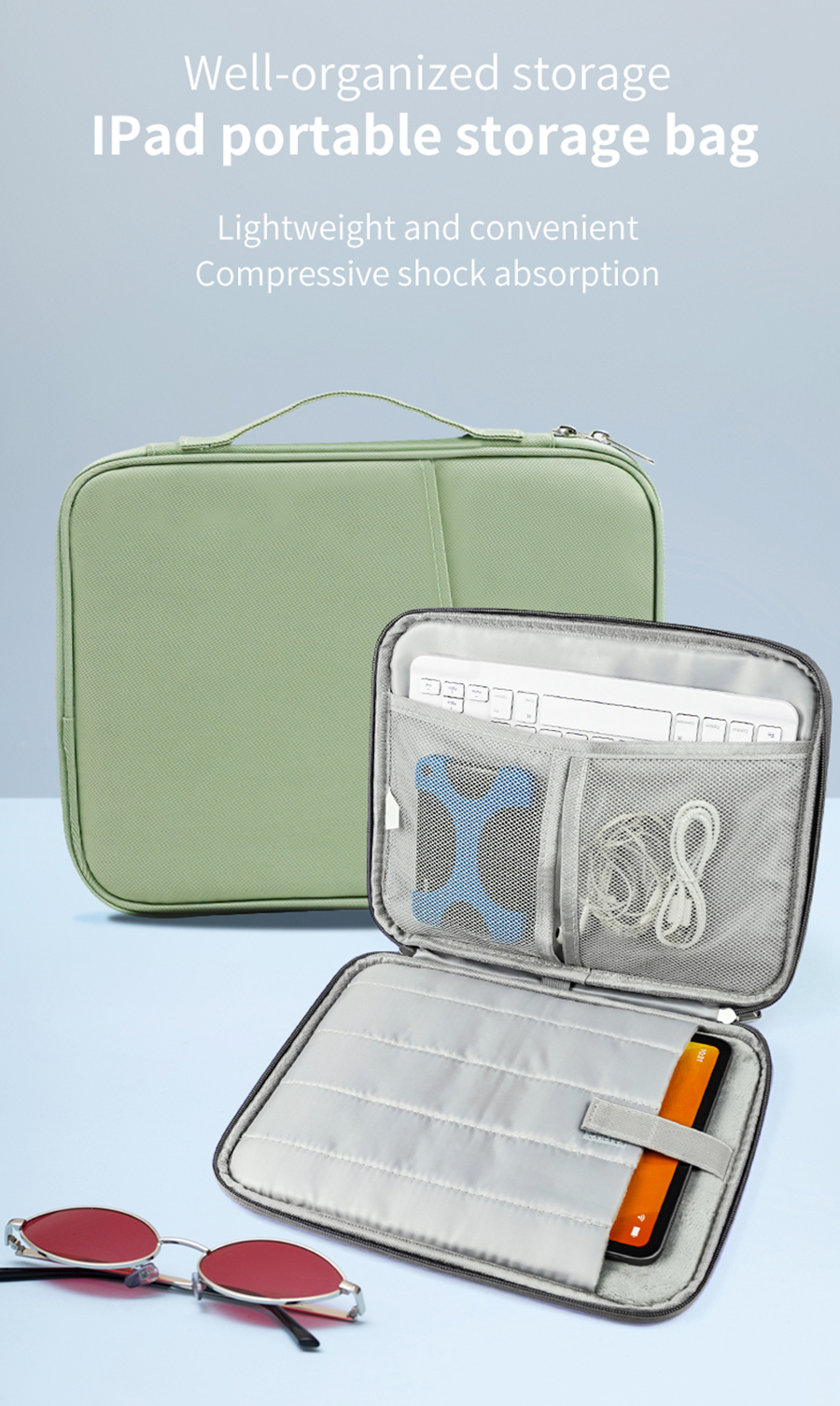 9-11 Inch Tablet Carrying Case, Padded Travel Sleeve Bag for iPad Pro ...