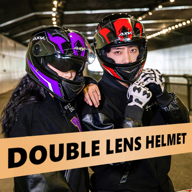 【WT PO】Axk Helmet Double Lens Motorcycle Helmet Full Face Helmet With ...