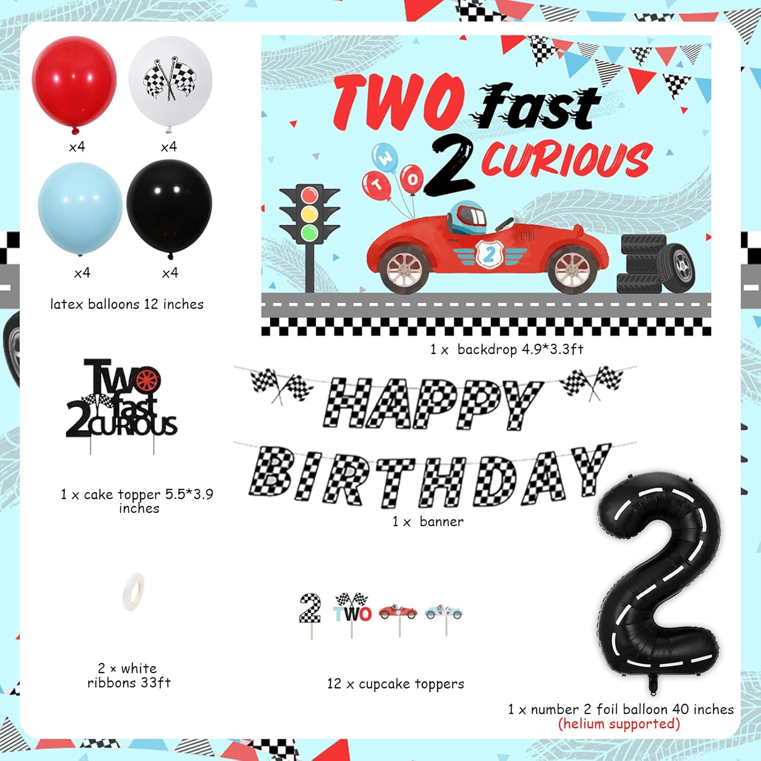 Cheereveal Two Fast 2 Curious Birthday Decorations 2 Fast 2 Curious ...