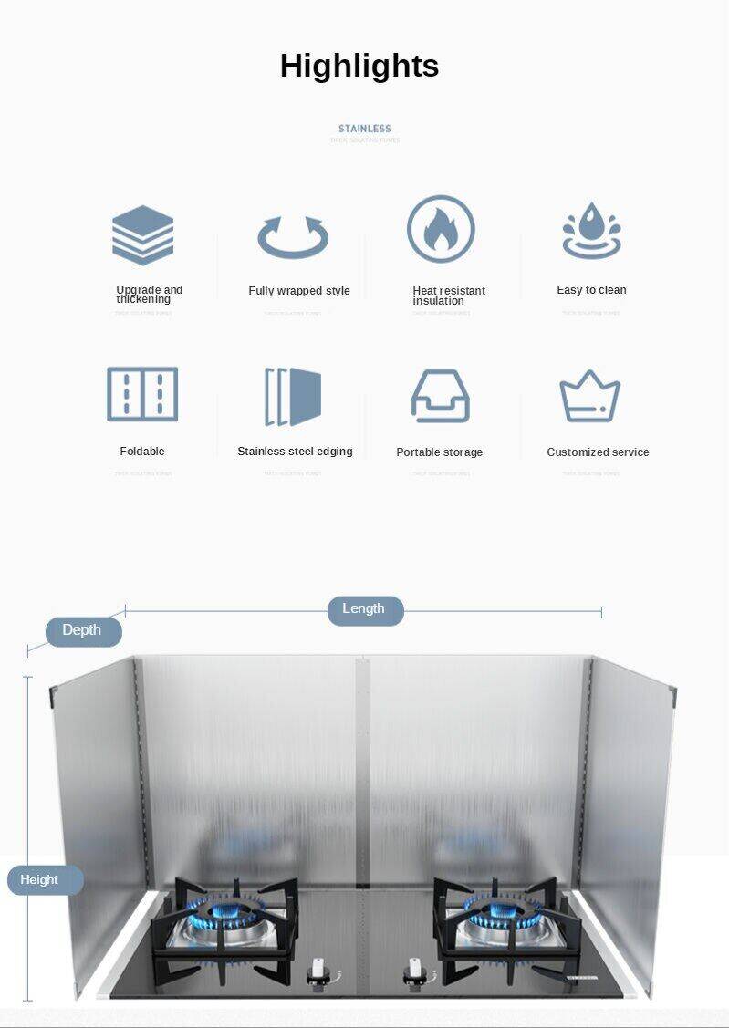 Ready Stock Kitchen oil baffle/stainless steel oil baffle/gas stove ...
