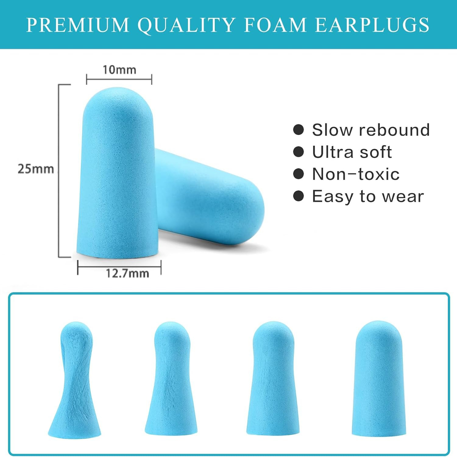 20/50/100Pairs Foam Earplugs Blue Disposable Noise Reduction Ear Plugs Hearing Protection Bulk ...