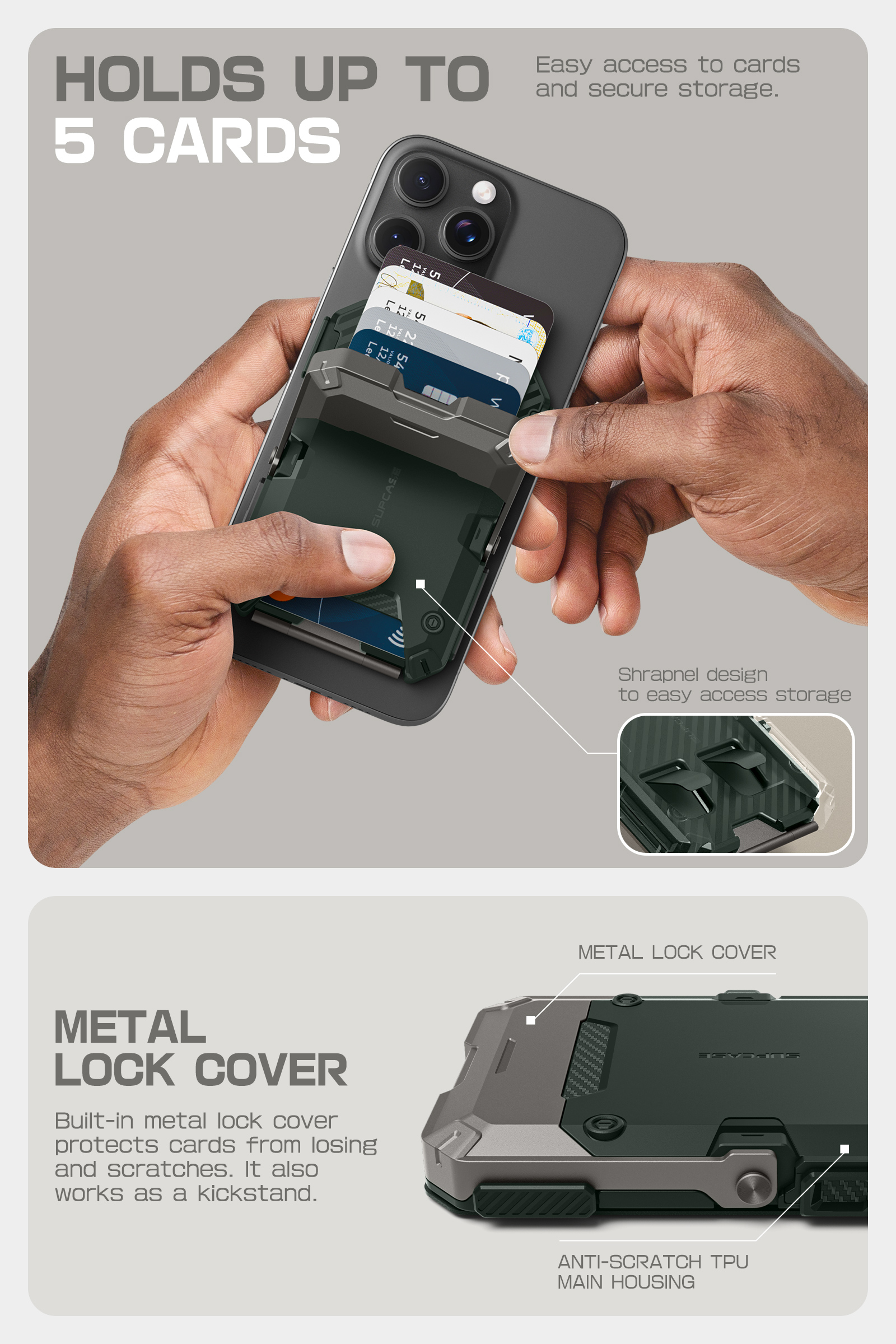 SUPCASE Magnetic Wallet with Stand Compatible with MagSafe Hold 5 Cards Adjustable Stand RFID ...