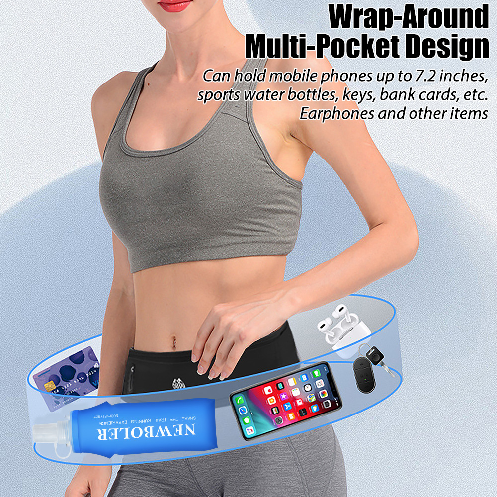 NEWBOLER Outdoor Running Belt With Soft Water Bottle Running Bag ...