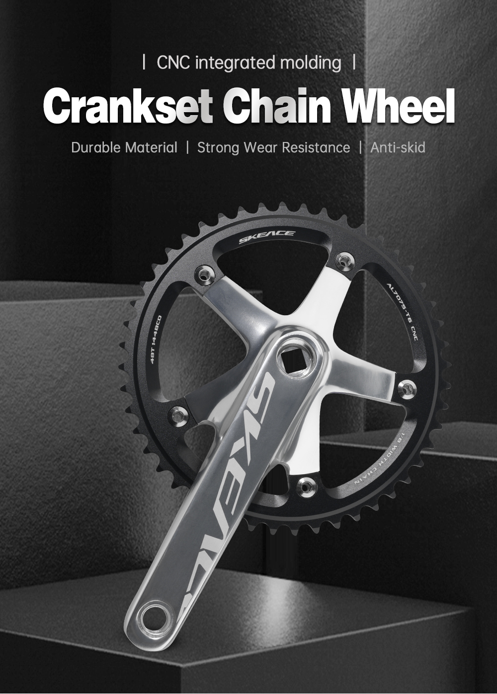 SKEACE Track Fixed Gear Bike Square Hole Aluminum Alloy Crankset 48T ...