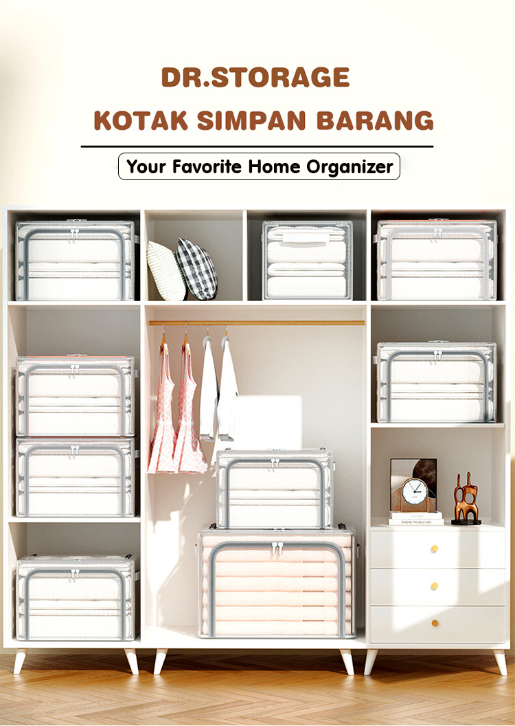 DR.STORAGE 24L/66L/100L Foldable Storage Box Organizer Kotak Baju ...
